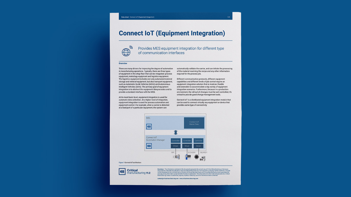 Connect IoT (Equipment Integration) - Critical Manufacturing