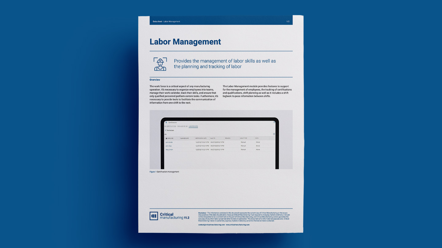 Labor Management - Critical Manufacturing