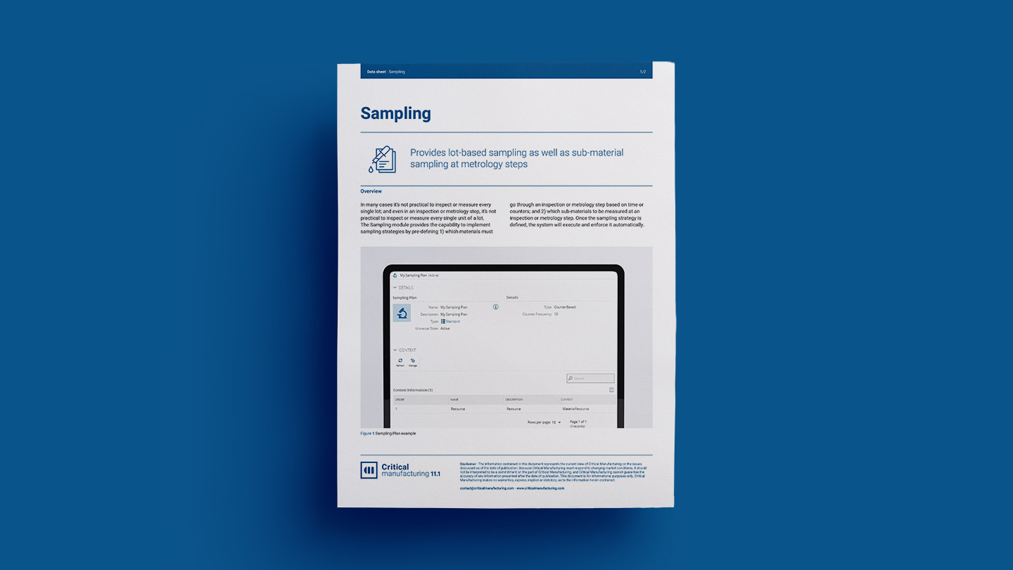 Sampling - Critical Manufacturing